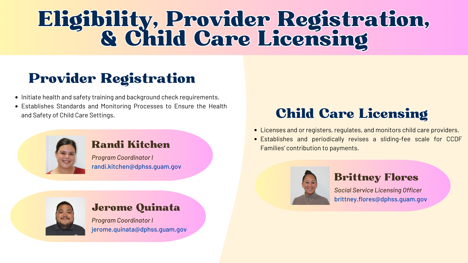 Overview of the Bureau of Child Care Services (BCCS) - Guam Child Care ...